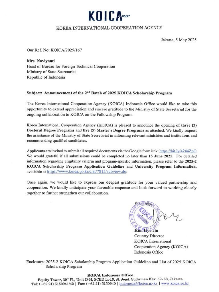(KOICA.2025.167) Announcement of The 2rd Batch of 2025 KOICA Scholarship Program | PDF