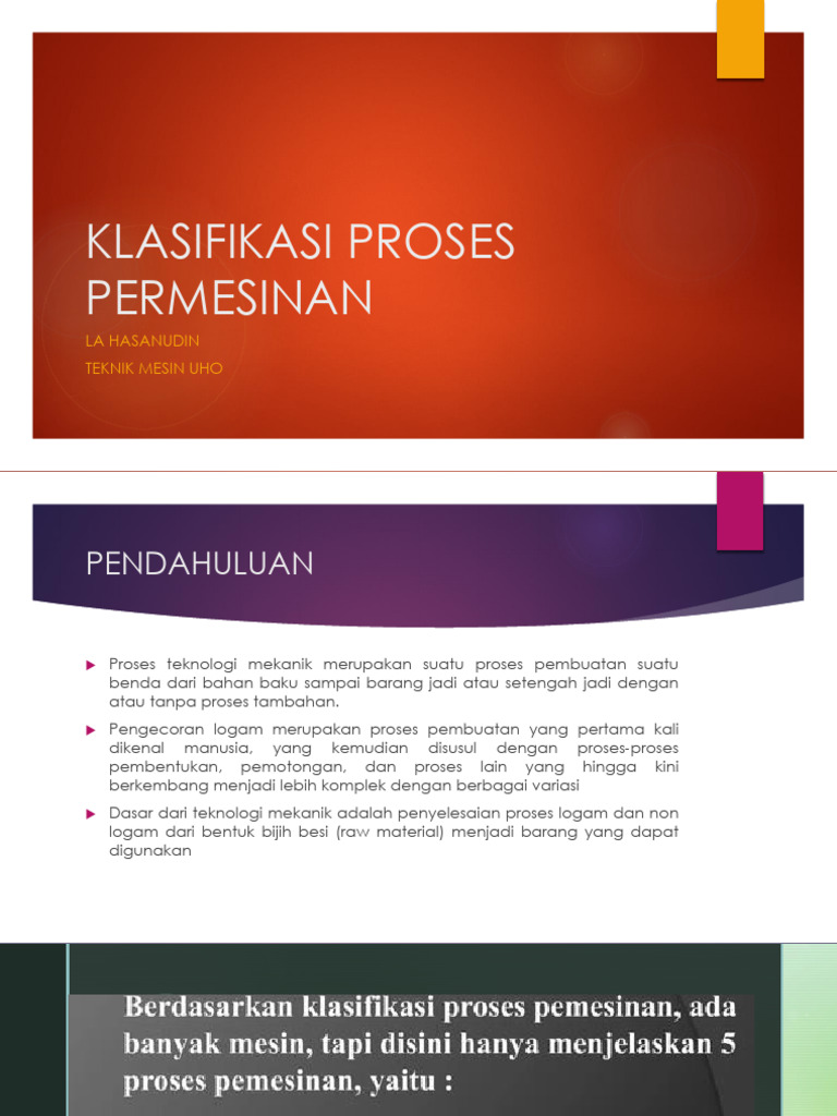 Klasifikasi Proses Permesinan_acang Presentation | PDF