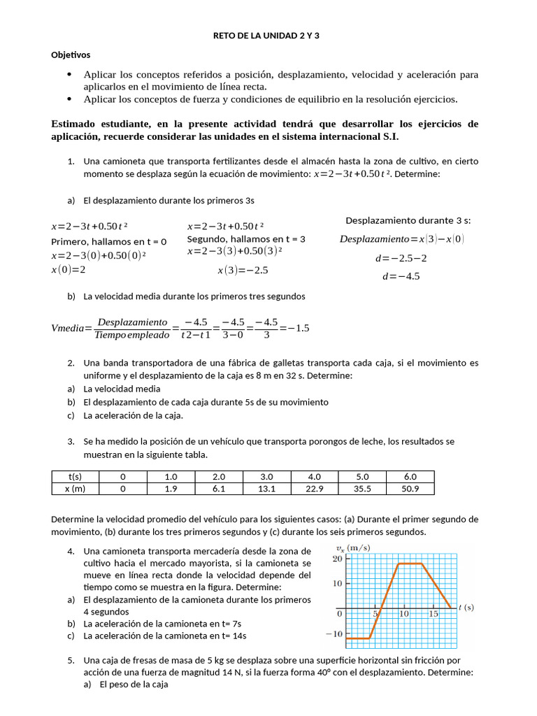 RETO DE LA UNIDA FISICA 10 Ejer. | PDF | Fuerza | Fricción