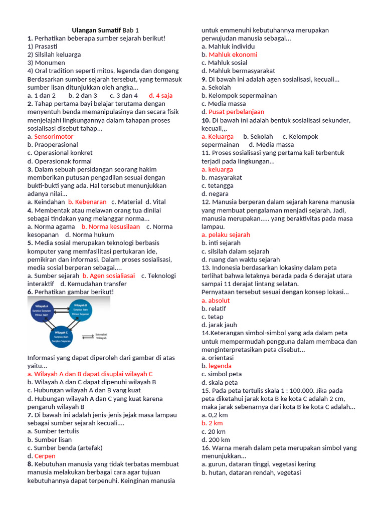 Soal Sumatif Bab 1 IPS Kelas 7 H 2022-2023-Draf | PDF