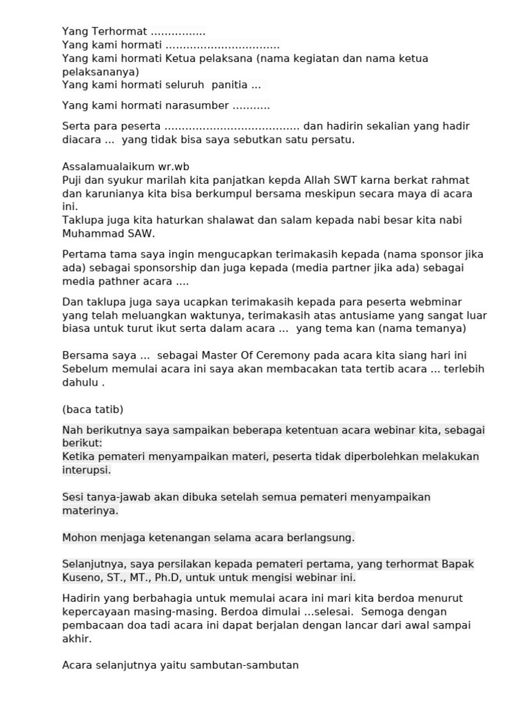 Naskah Moderator Webinar | PDF