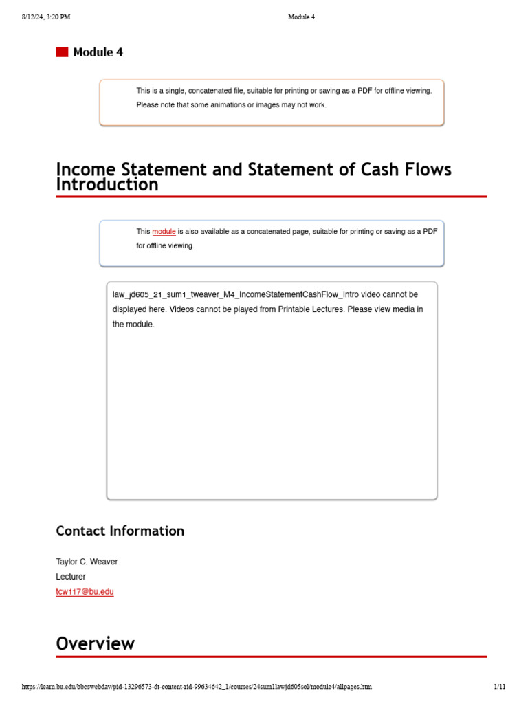 Module 4 - Income Statement & Statement of Cash Flows | PDF | Expense ...