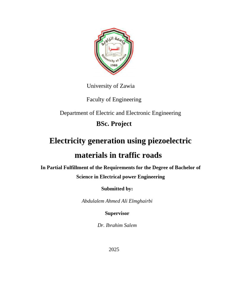 Electricity Generation Using Piezoelectric Materials in Traffic Roads ...