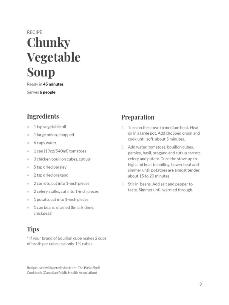Chunky Vegetable Soup | PDF