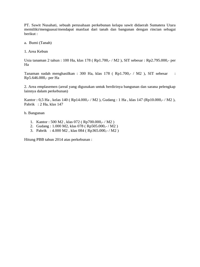 SOAL PBB Perkebunan P10 | PDF