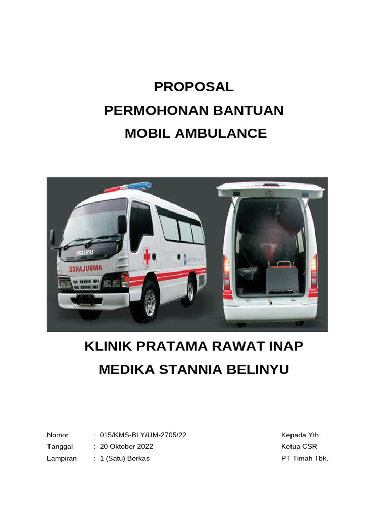 Proposal Permohonan Bantuan Ambulance | PDF