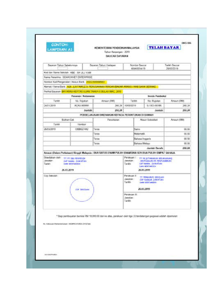 Contoh baucer kwk | PDF
