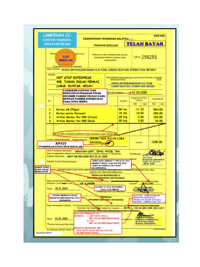 Contoh Pesanan Sekolah Lengkap | PDF