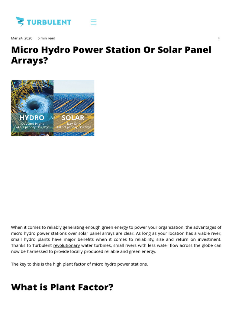 Micro Hydro Power Station or Solar Panel Arrays | PDF ...