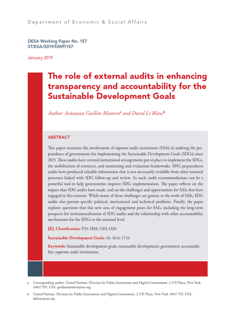 The Role of External Audits in Enhancing - Transparency and ...