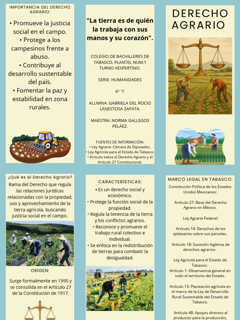 Tríptico Derecho Agrario | PDF | México | Justicia