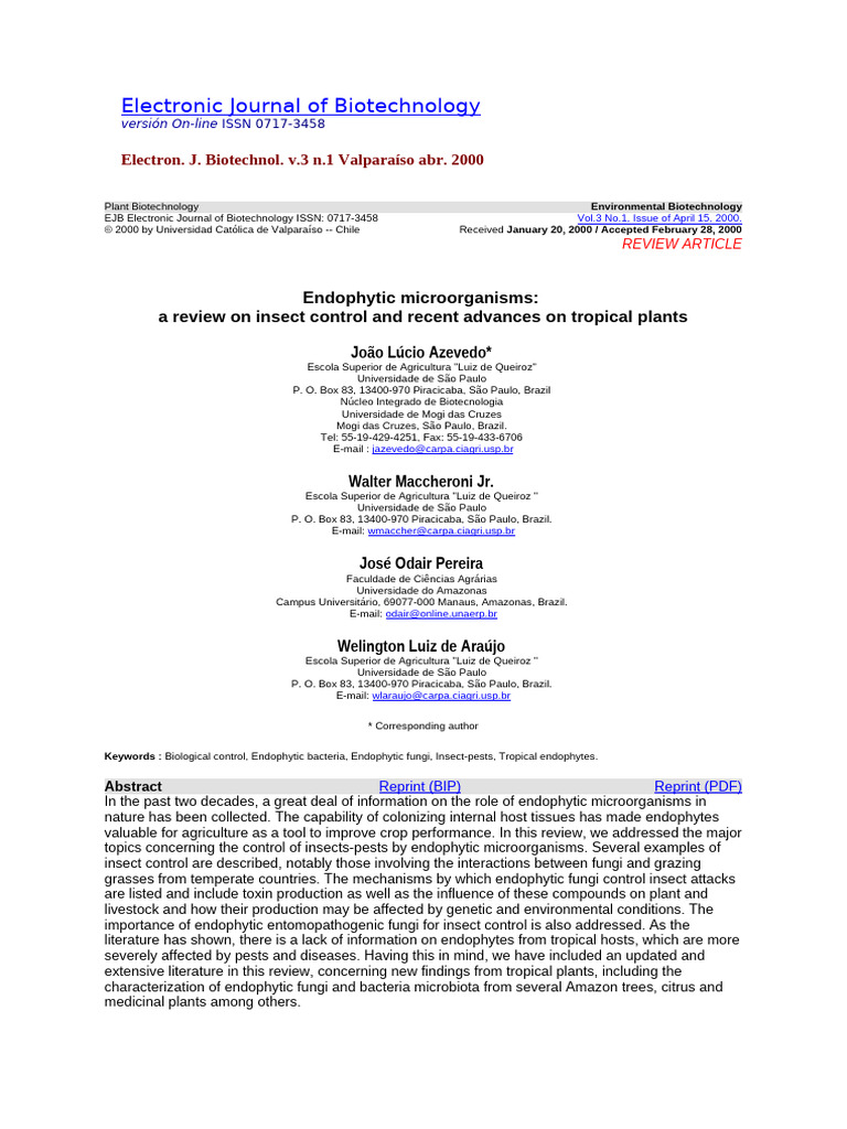 Electronic Journal of Biotechnology | PDF | Fungus | Herbivore