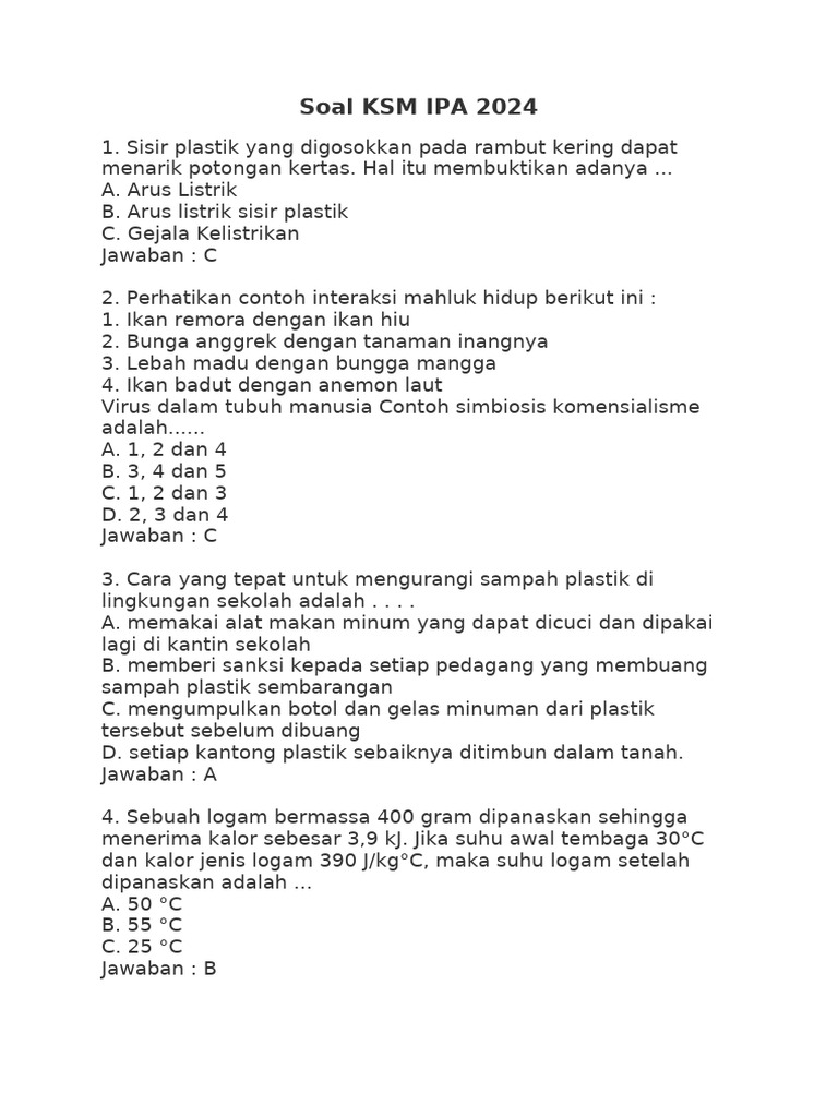 Soal KSM IPA 2024 | PDF