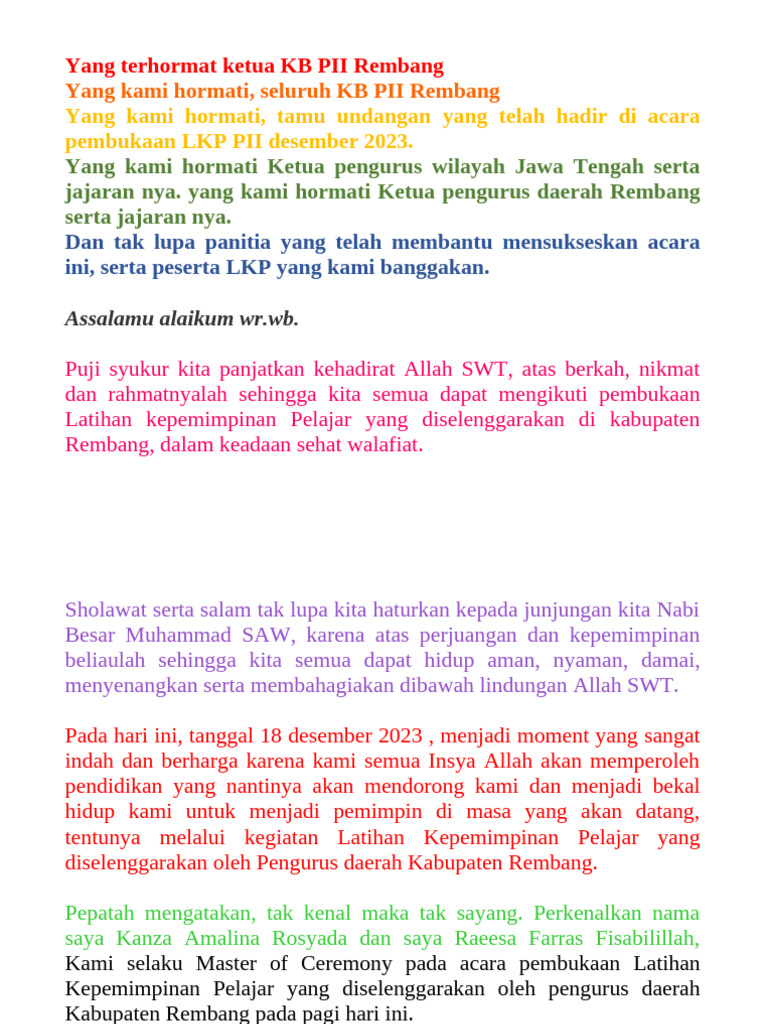 Teks MC LKP | PDF