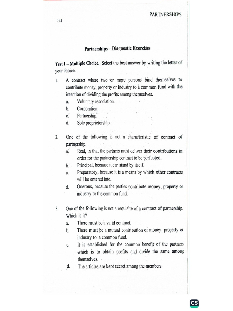 ParCor Diagnostic Exercises | PDF