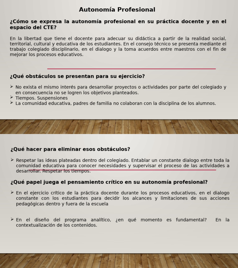 Autonomía Profesional en la Docencia | PDF