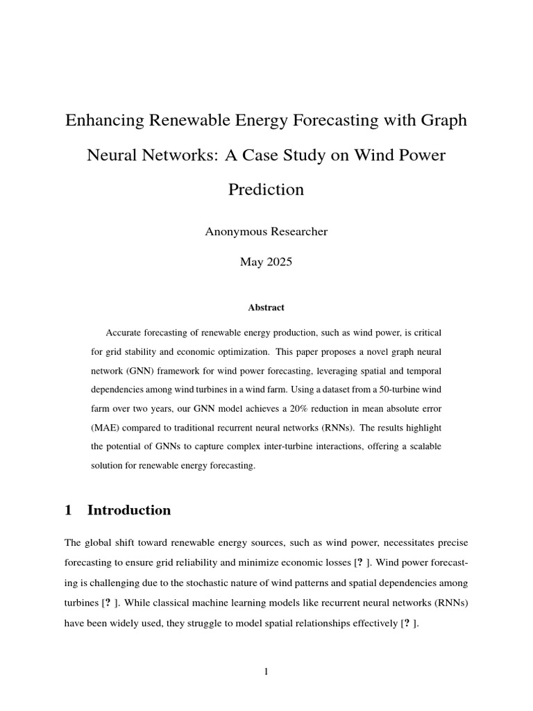 Enhancing Renewable Energy Forecasting With Graph Neural Networks: A ...