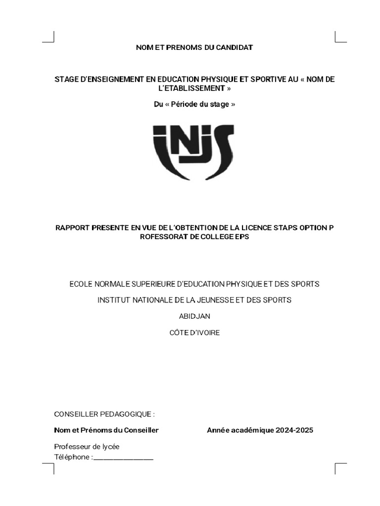 Canevas Du Rapport de Stage Pc3 2024-2025_phoenix | PDF