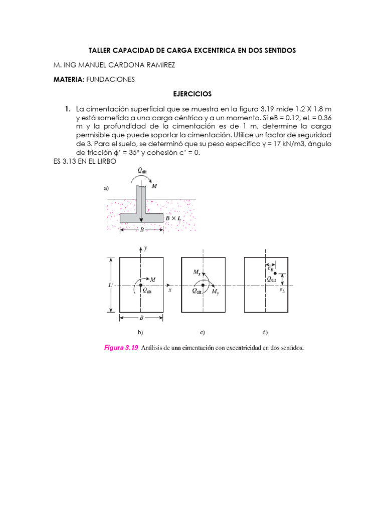 Taller Carga Excentrica en Dos Sentidos | PDF
