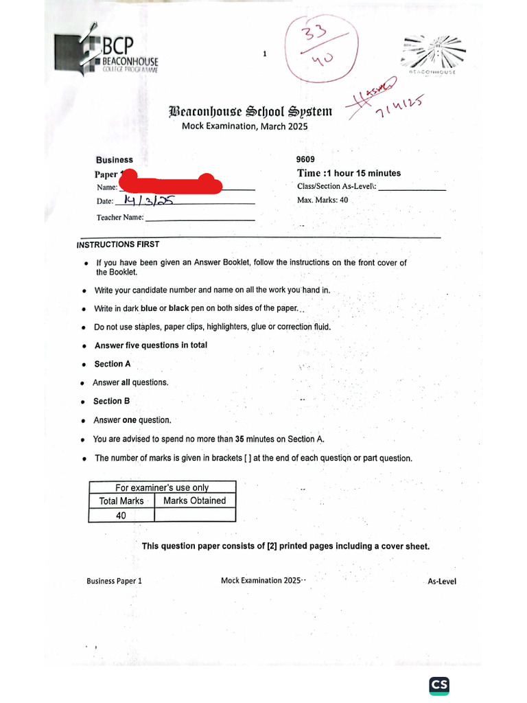 Sample Paper p1 | PDF