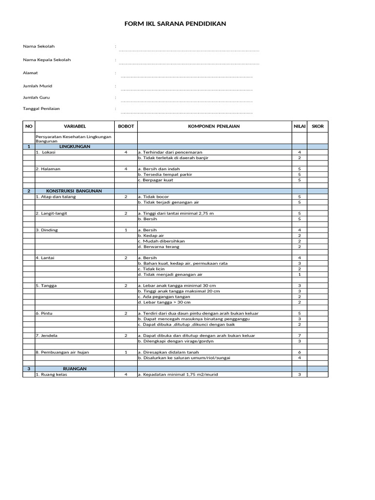 Form Ikl Sekolah | PDF