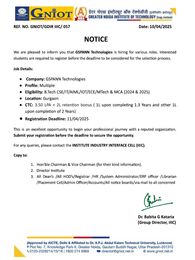 Notice - GSPANN Technologies | PDF