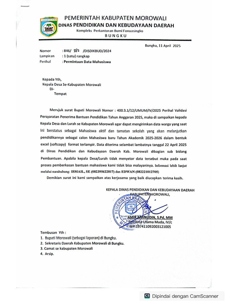 surat permintaan data mahasiswa | PDF