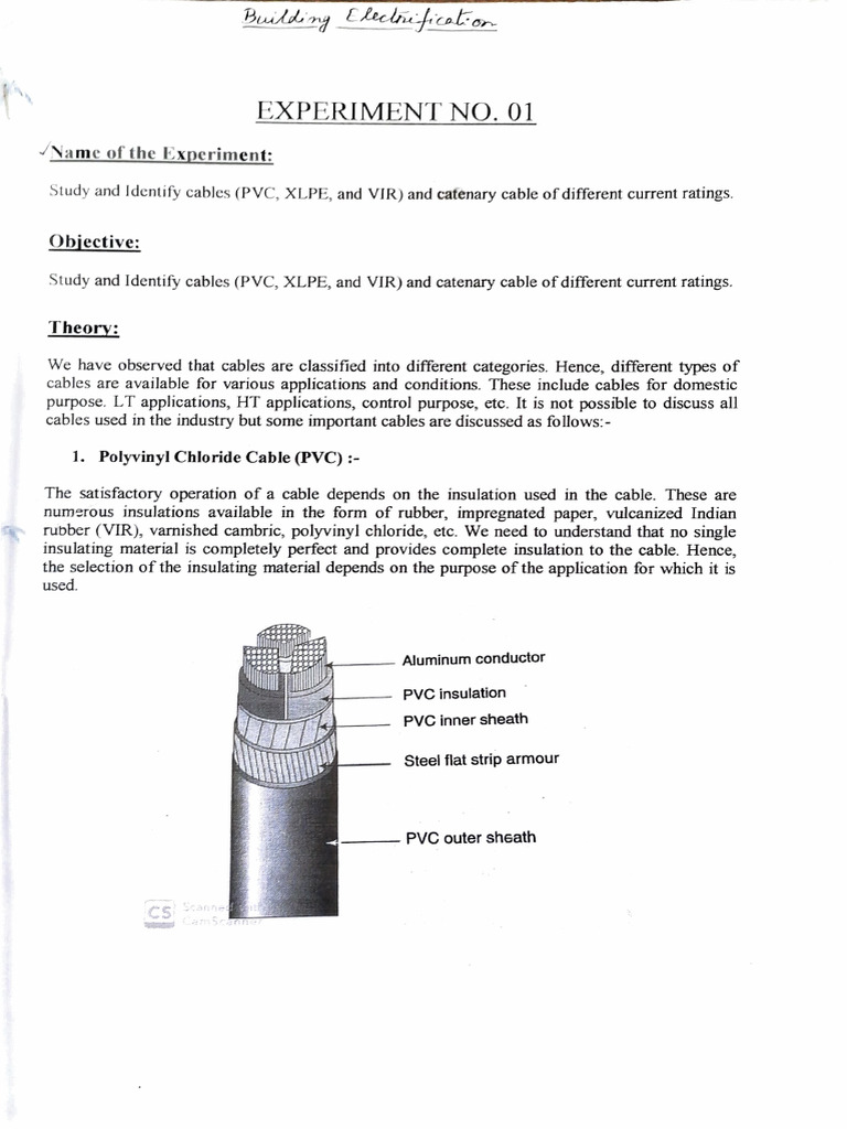 Study and Identify Cable 5th Sem Practical Exp 2 | PDF | Insulator (Electricity) | Electrical Wiring
