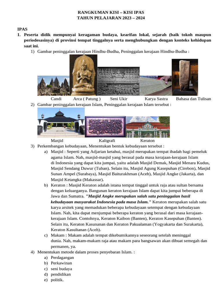 Rangkuman Kisi Kisi PAT IPAS 2024 | PDF