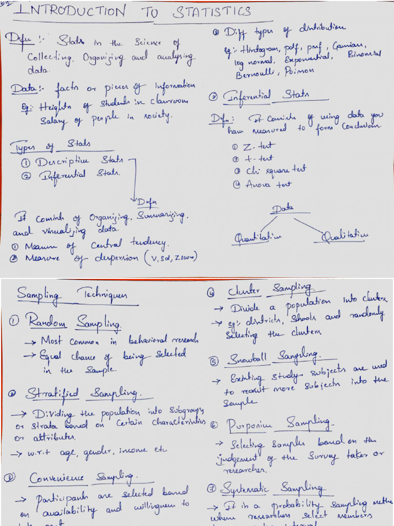 Statistics Handwritten Notes | PDF