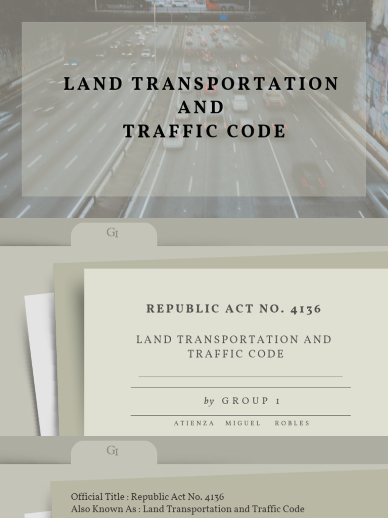 Land Transportation Code Overview | PDF | Vehicles | Transport