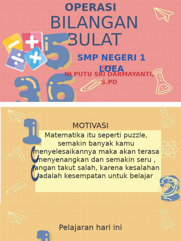 Belajar Bilangan Bulat Presentasi | PDF