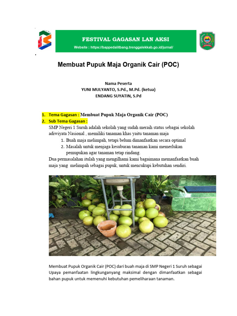 Membuat Pupuk Maja Organik Cair (POC) | PDF