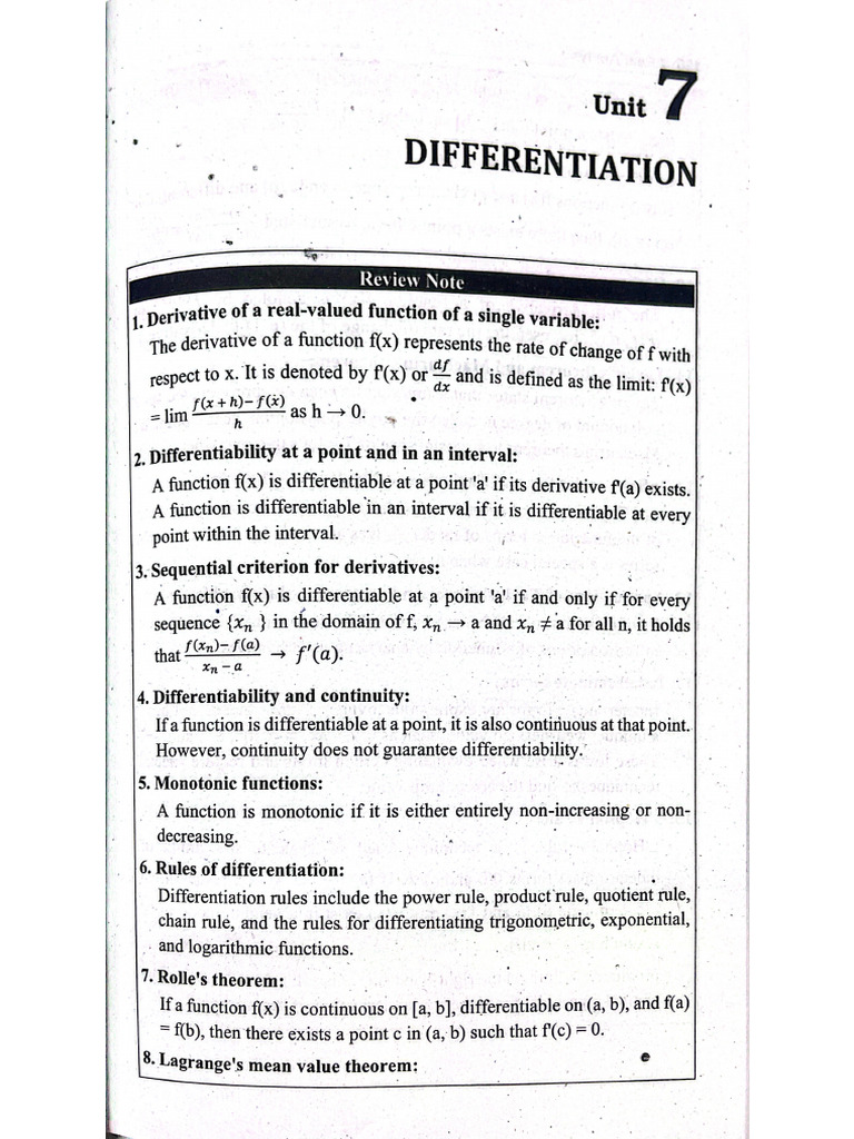 Differentiation Ba Econ 3rd Year | PDF