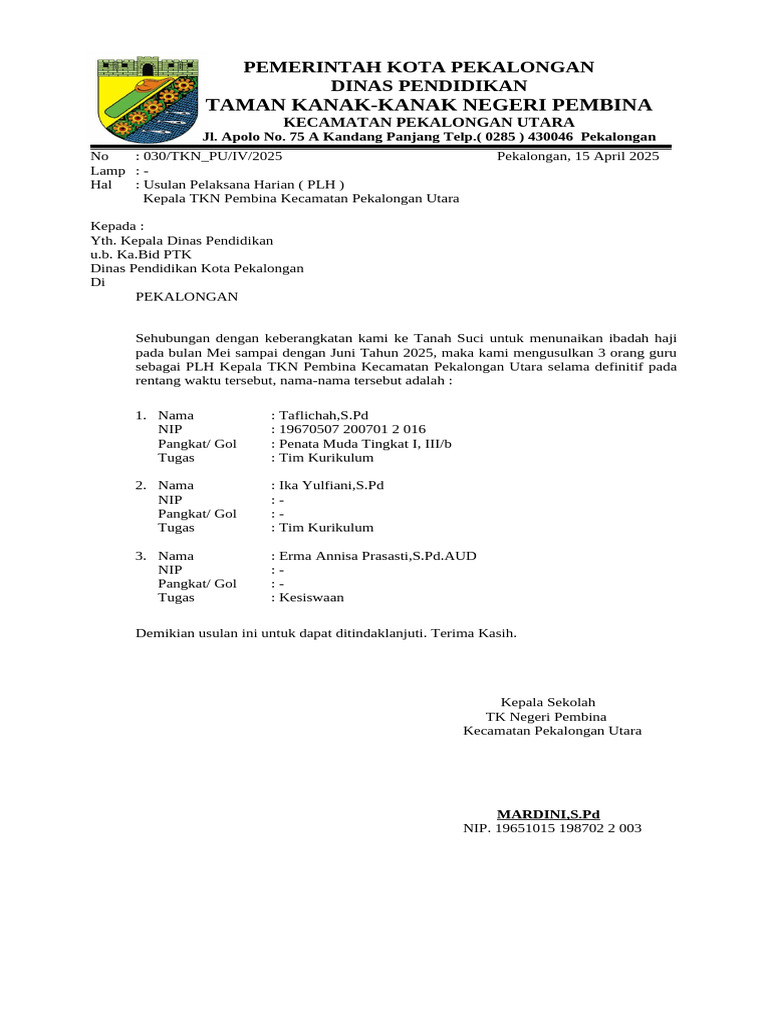 Surat PLH 2025 | PDF