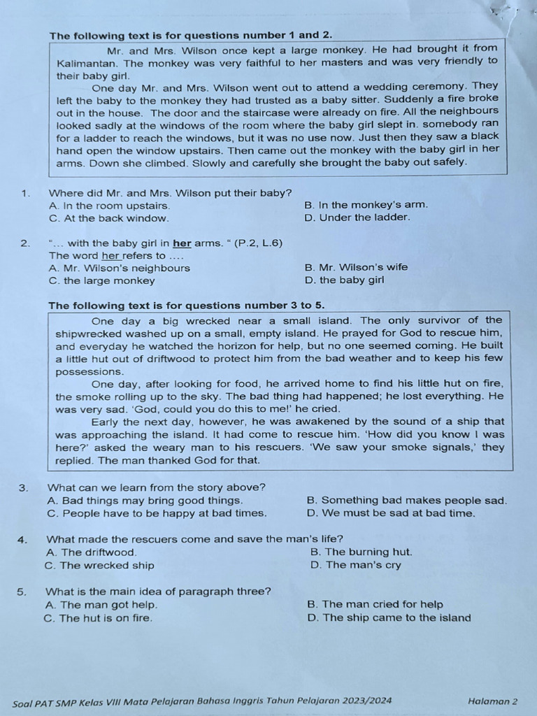 Latihan Soal SAT English Grade 8 | PDF