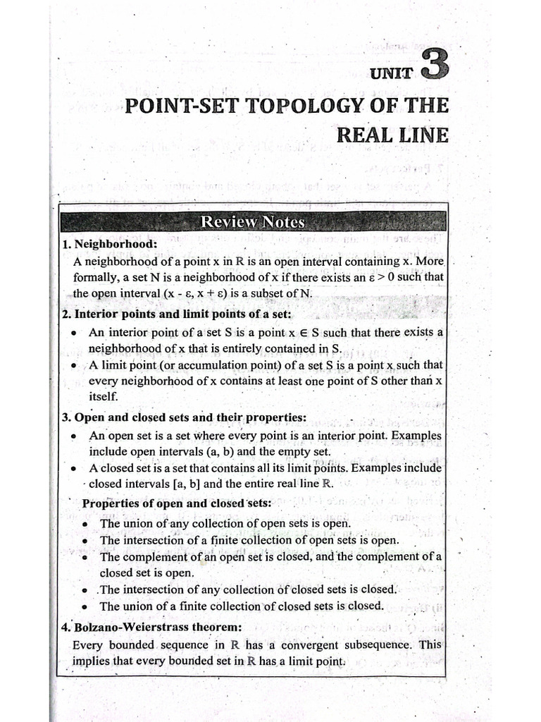 Point-set Topology of the Real Line ba econ 3rd year | PDF