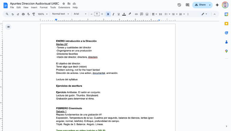 Apuntes Direccion Audiovisual UABC - Google Docs | PDF