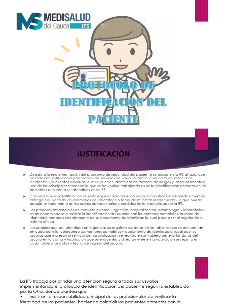 Datos de Identificación del Paciente | PDF | Seguridad del paciente ...