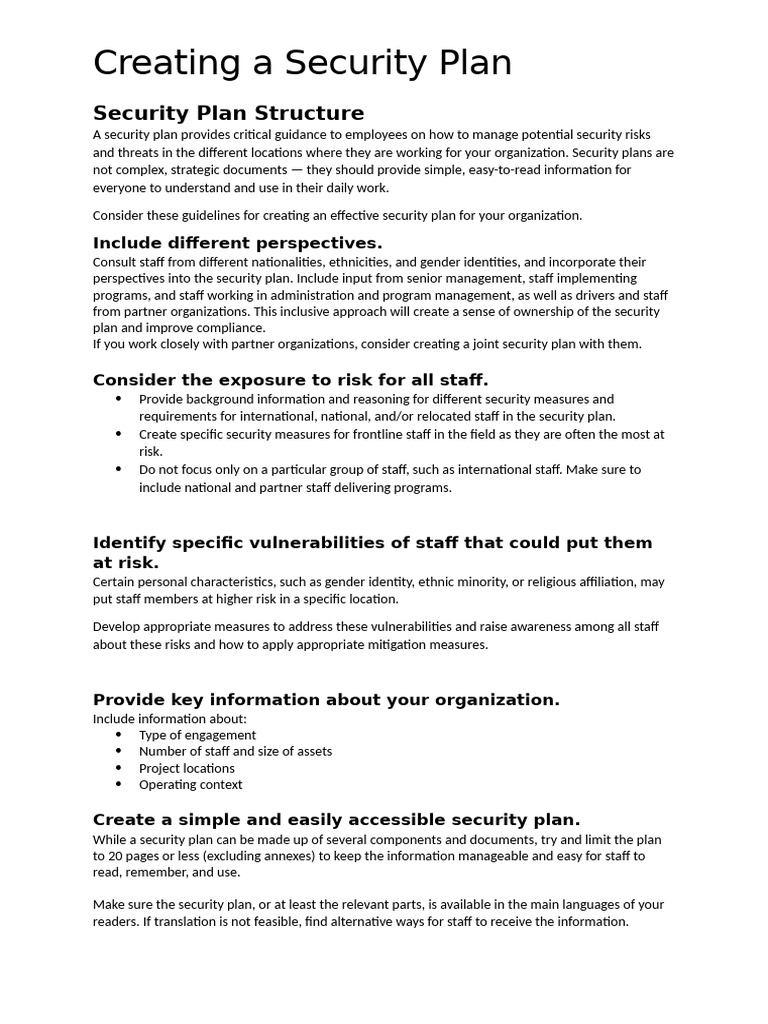 Creating a Security Plan | PDF | Computer Security | Security