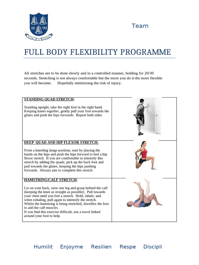 Training Full Body Flexibility Program | PDF | Hand | Foot