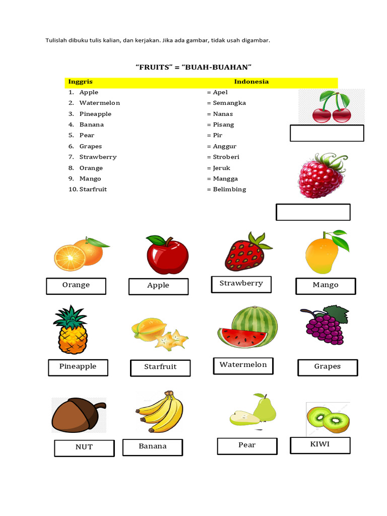 Materi Fruits Untuk Kelas 1 SD | PDF