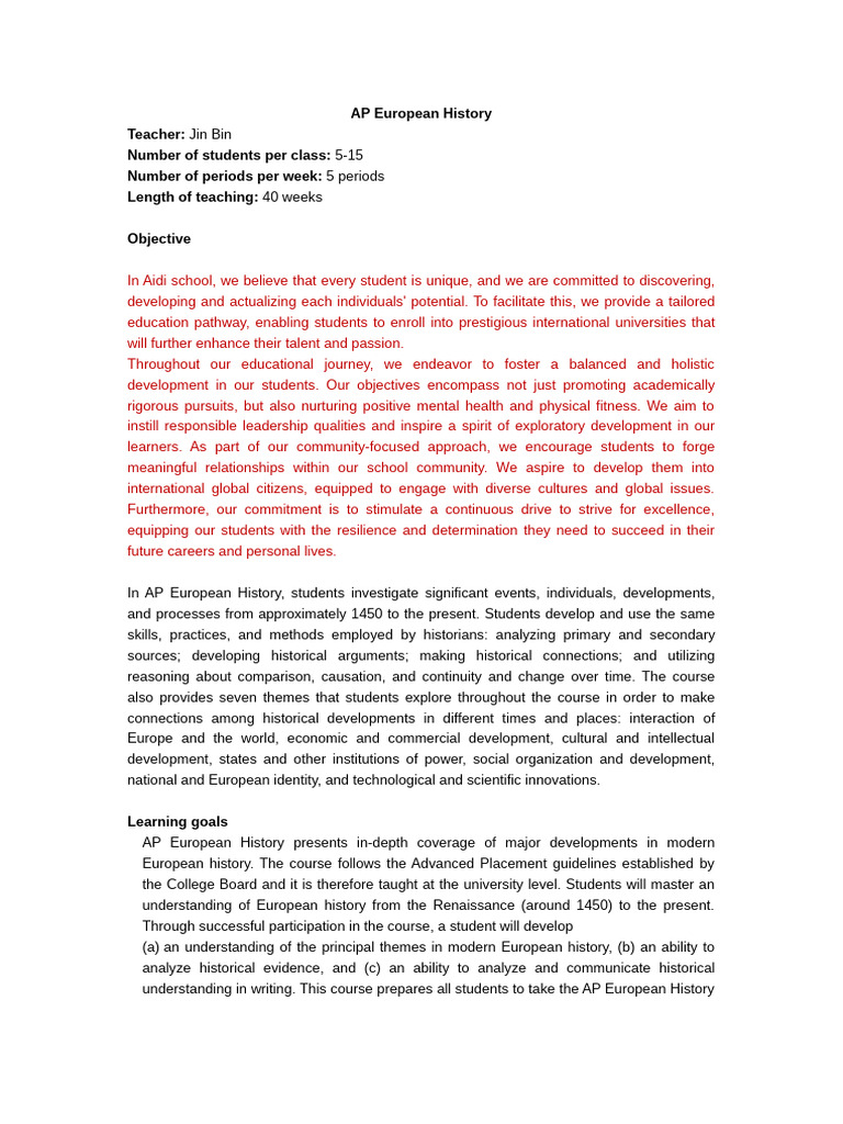 ASE AP European History | PDF | Educational Technology