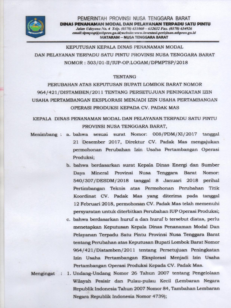 Iup Op - DPMPTSP | PDF