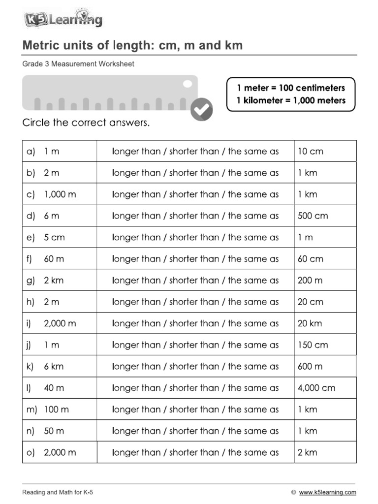 Grade-3-Units-Of-Length-Metric - No Answer | PDF