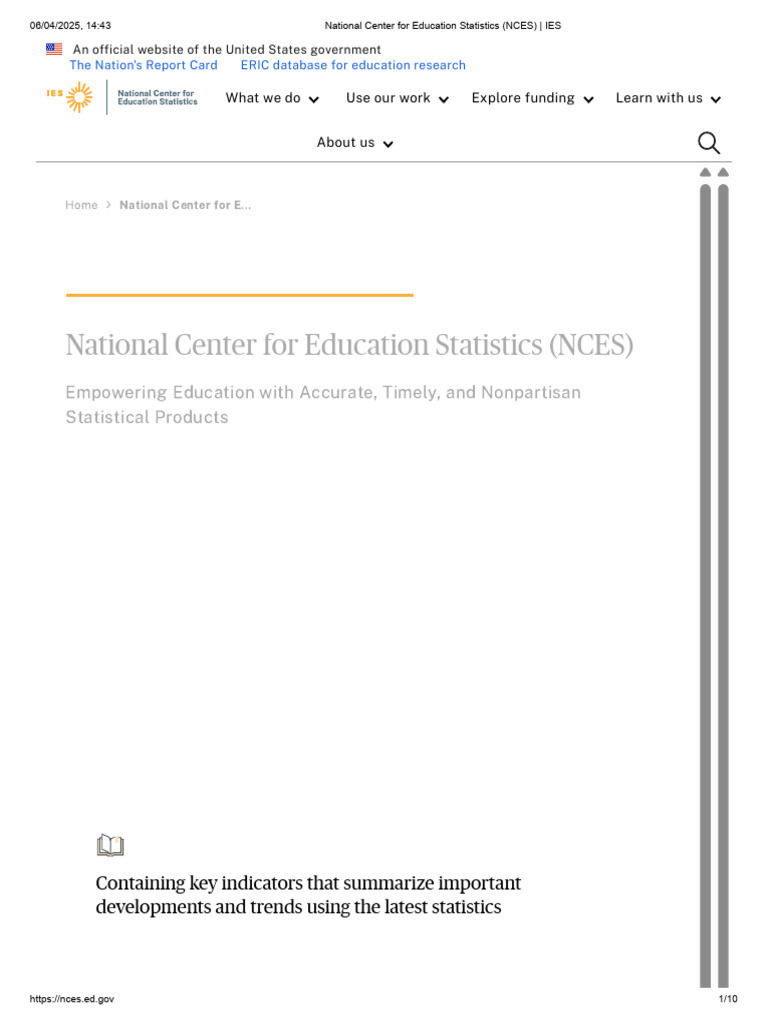 National Center For Education Statistics (NCES) - IES | PDF | National ...