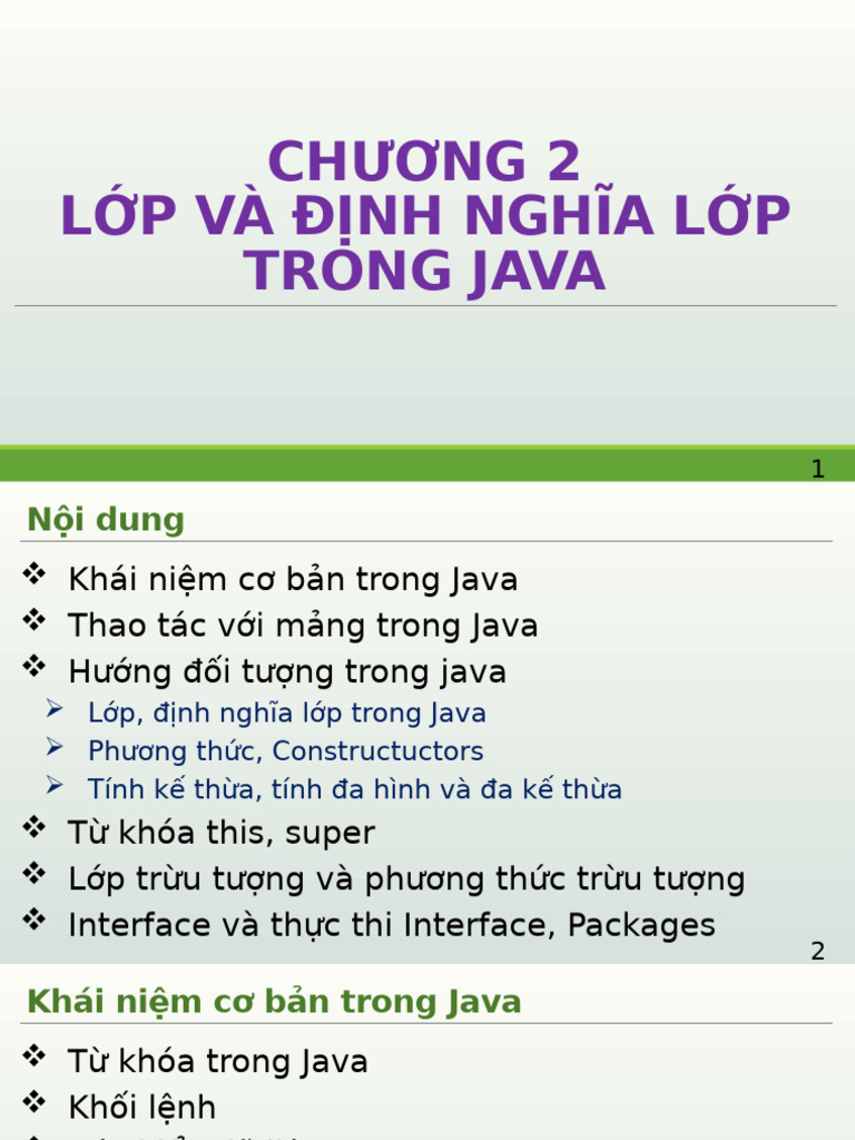 Chuong 2 - Lop va dinh nghia lop trong Java (1 - Co ban) | PDF