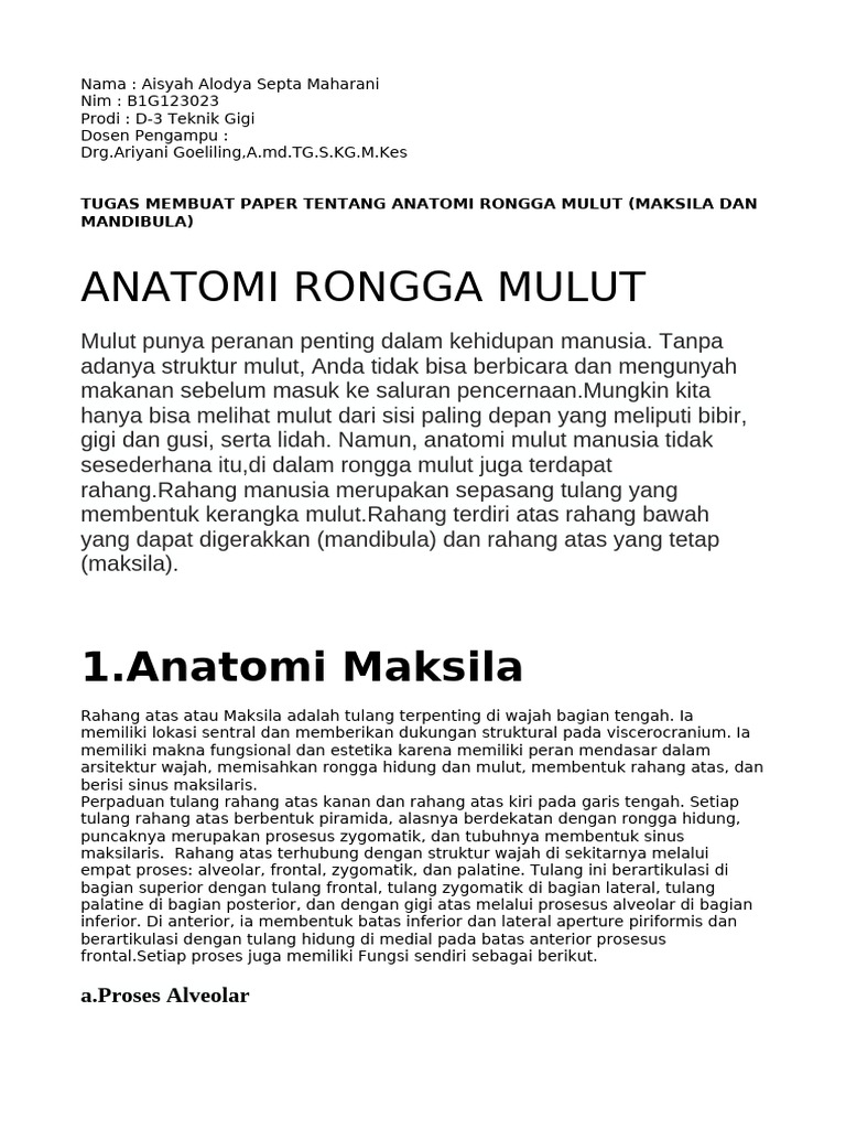 Tugas Aisyah Maksila Mandibula | PDF