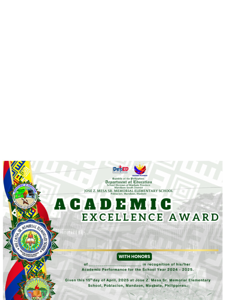 Academic Excellence Award Template Recognition Rites | PDF
