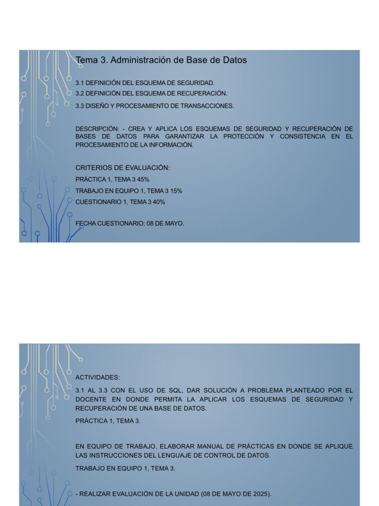 Tema 3 Administración de BD | PDF | Bases de datos | Mi sql